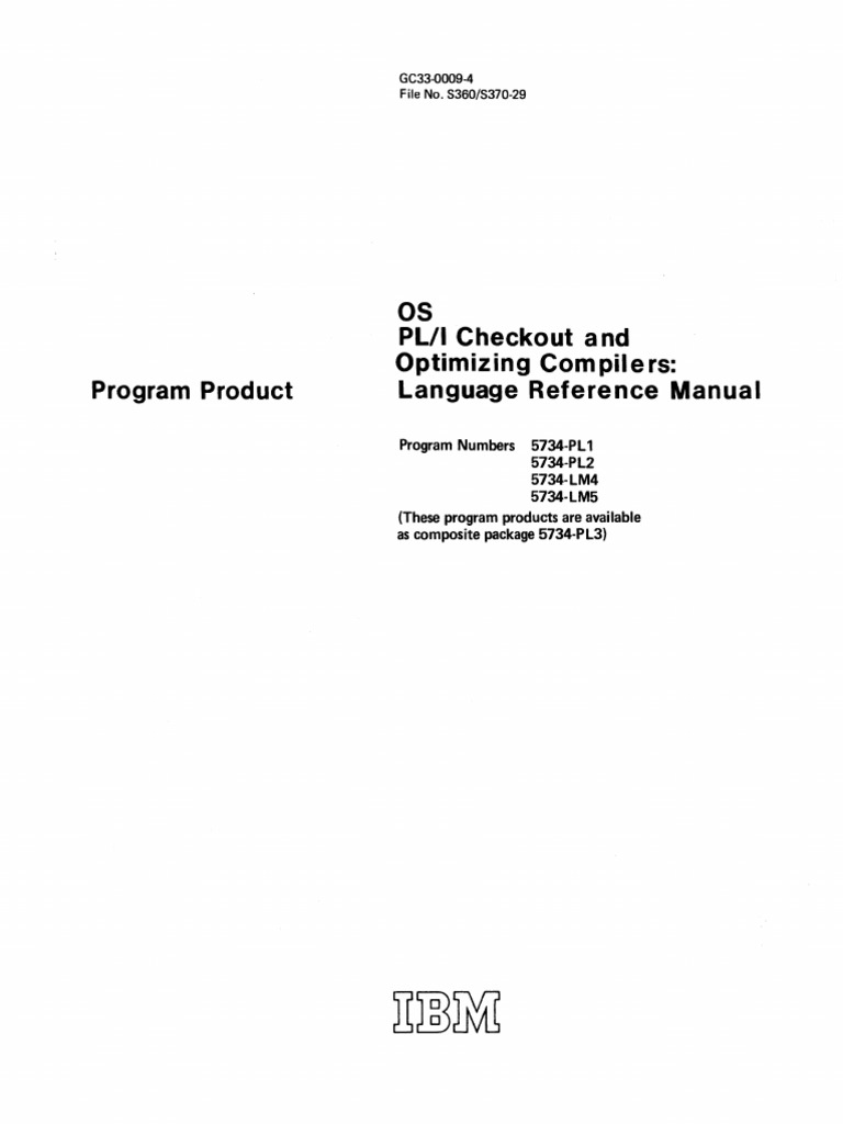 GC33-0009-4 PLI Checkout and Opt Compiler Lang Ref Oct76 | PDF | Parameter (Computer Programming ...