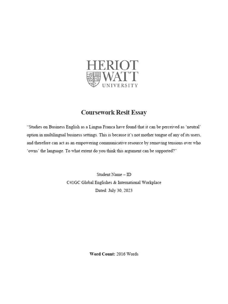 C41GC Coursework Resit Essay | PDF | Cultural Assimilation | Linguistics