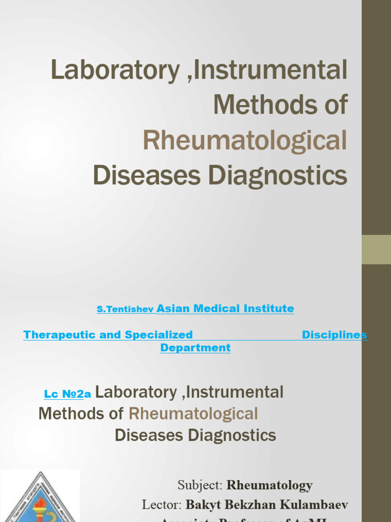 LC 2a Lab, Instr M-Ds of Rheum-Cal Diseases D-Cs | PDF