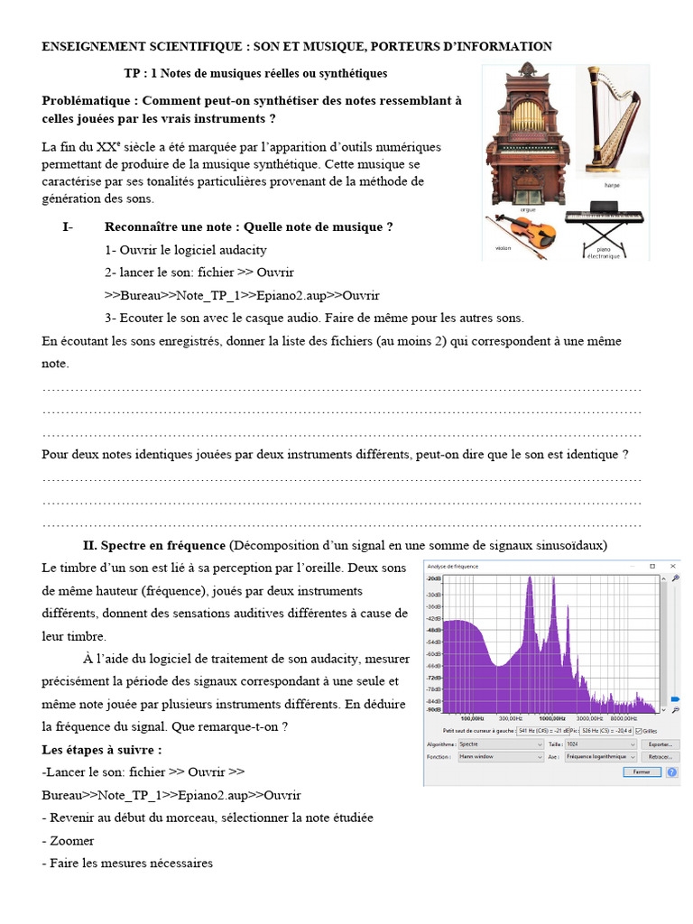 TP 1 Note de Musique | PDF | Fréquence | Hauteur (musique)