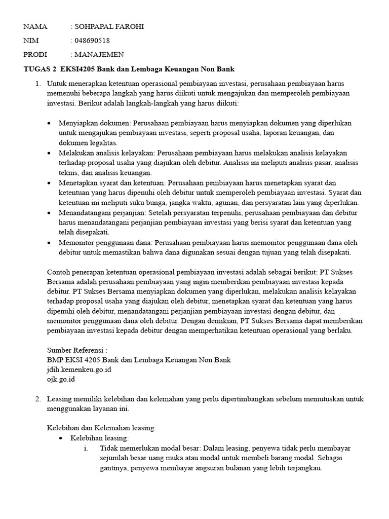 TUGAS 2 STEVEN EKSI4205 Bank & Non Bank | PDF