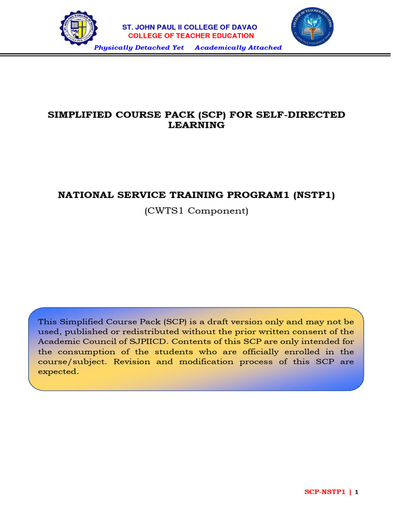 SCP NSTP1 | PDF | Literacy | Teachers