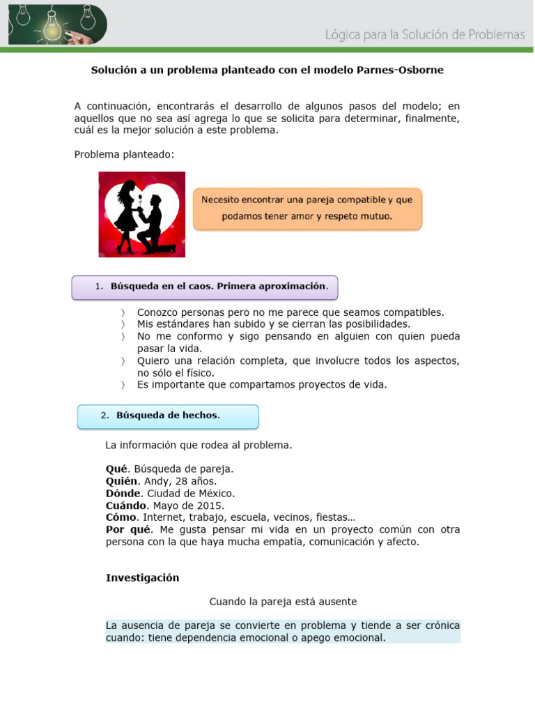 Actividad 2 Solución A Un Problema Planteado Con El Modelo Parnes ...