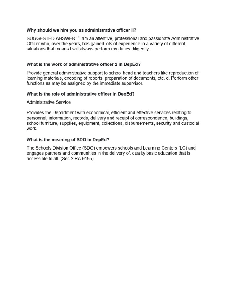Why Should We Hire You As Administrative Officer II | PDF