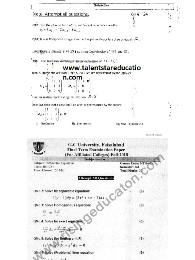 BS - CS (Final Papers GCUF) | PDF