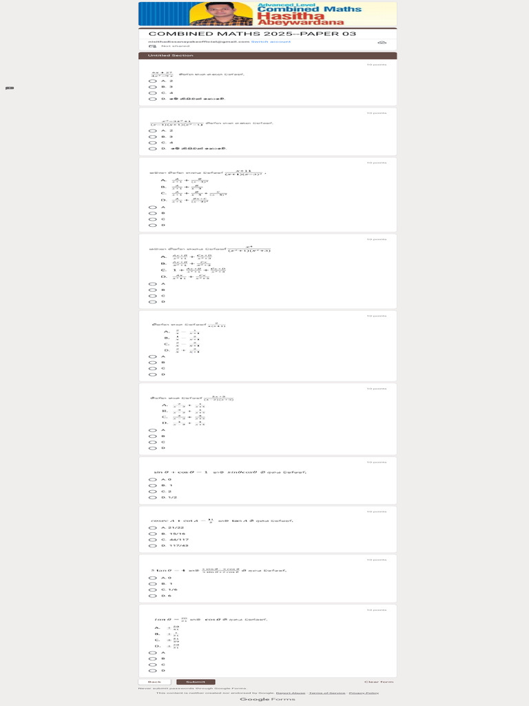 Combined Maths 2025 - Paper 03 | PDF