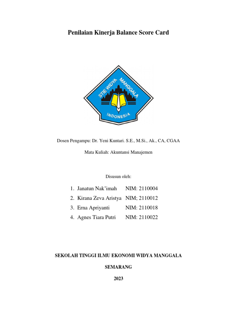 Penilaian Kinerja Balance Score Card | PDF