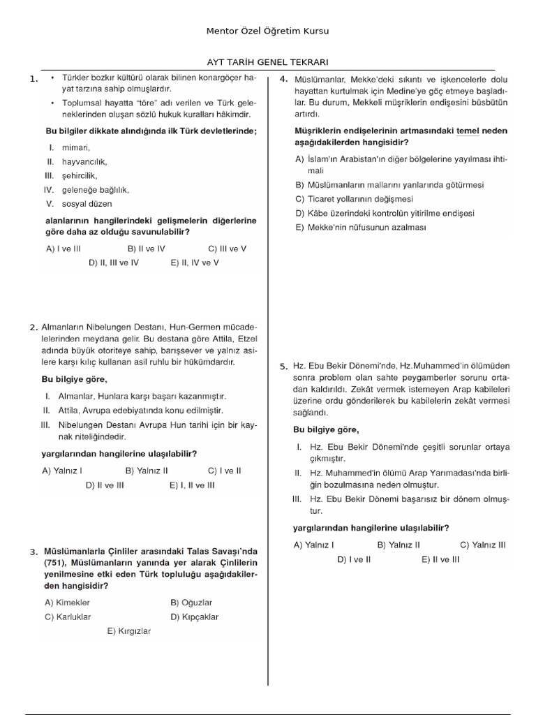 SELİN-AYT GENEL TEKRAR | PDF