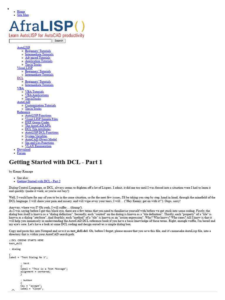 Getting Started With Dcl Part 1 Afralisp Pdf Computer Programming Computing 2975