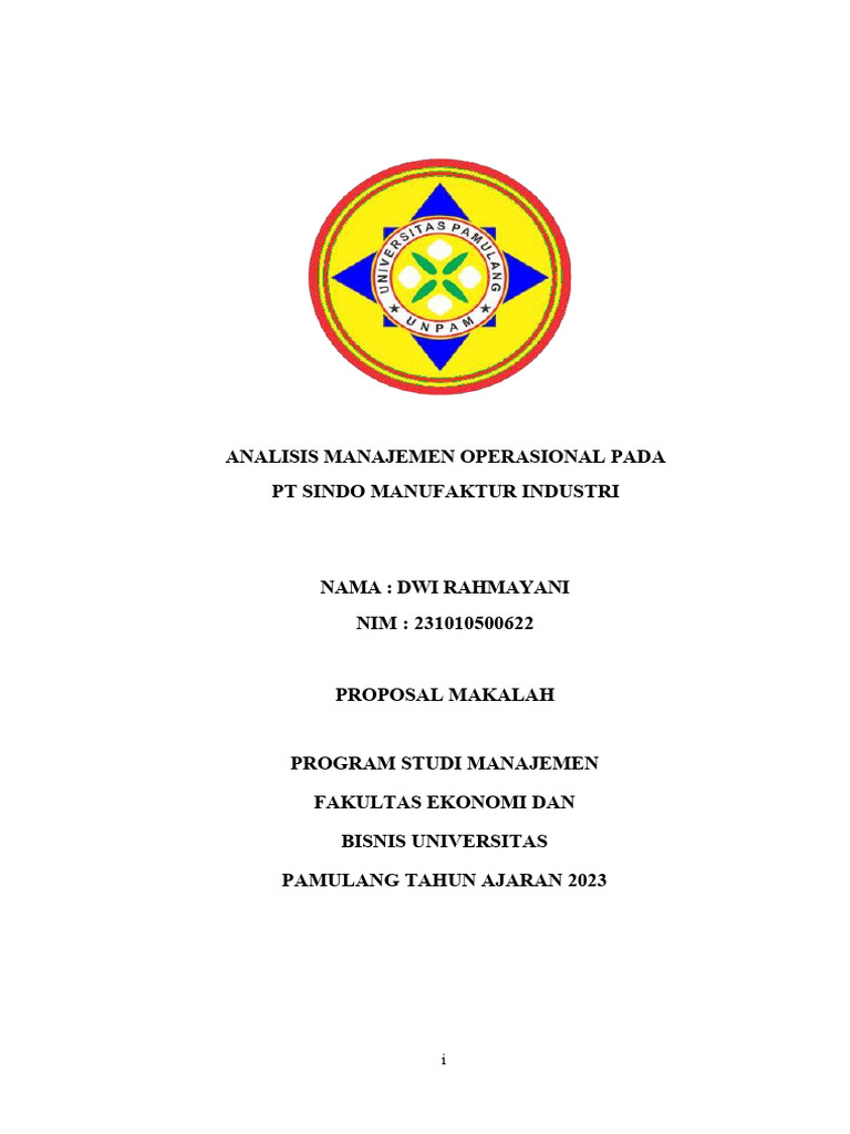 Analisis Manajemen Operasional PT Sindo | PDF