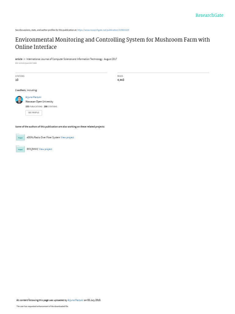 2017 Environmental Monitoring And Controlling System For Mushroom Pdf Humidity Computing