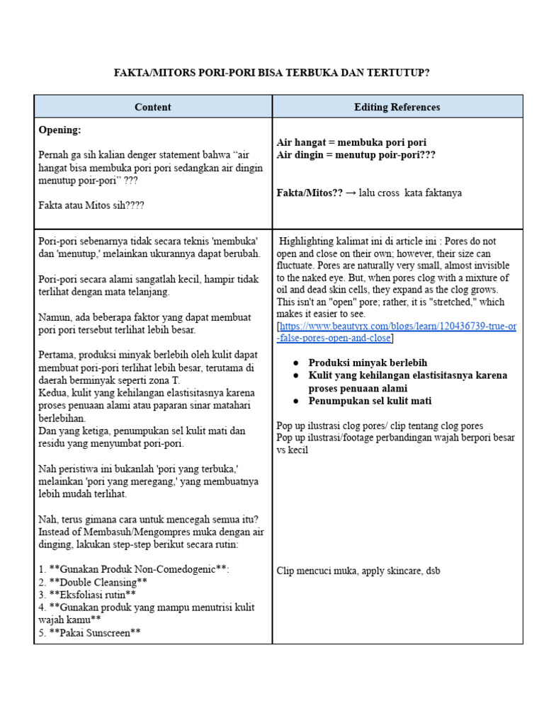 Fakta - Mitos - Pori Terbuka Dan Tertutup | PDF