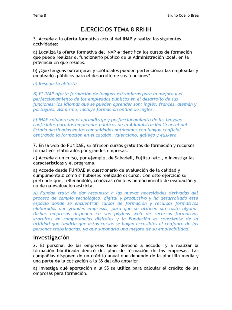 Ejercicios Tema 8 RRHH | PDF | Gestión de recursos humanos | Contabilidad