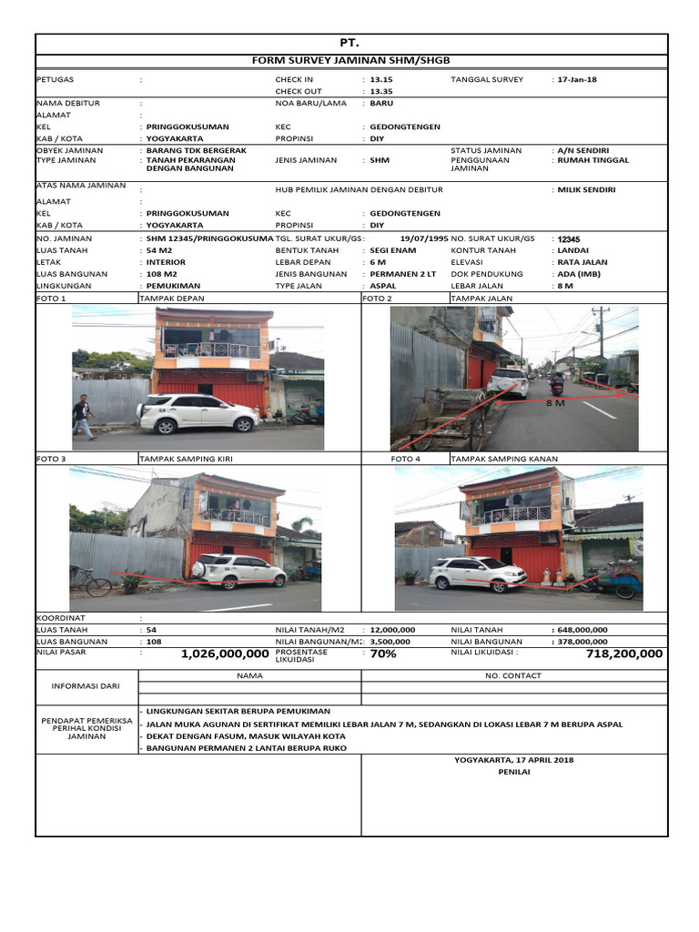 Form Appraisal Tanah Survey Agunan 3 | PDF