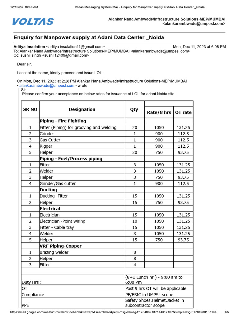 Aaditya Insualation Acceptance | PDF
