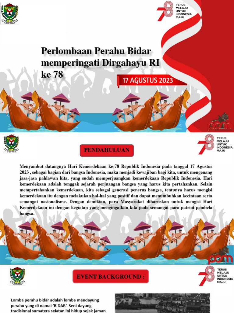 Lomba Perahu Bidar HUT RI ke-78 | PDF