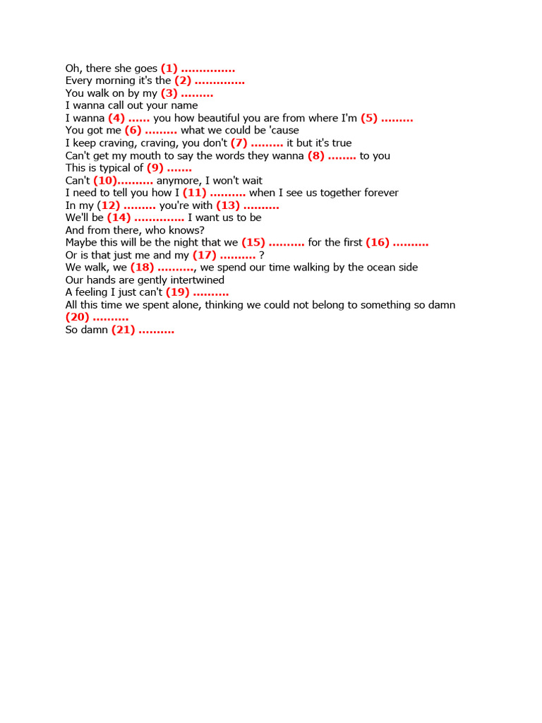 Missing Lyrics | PDF