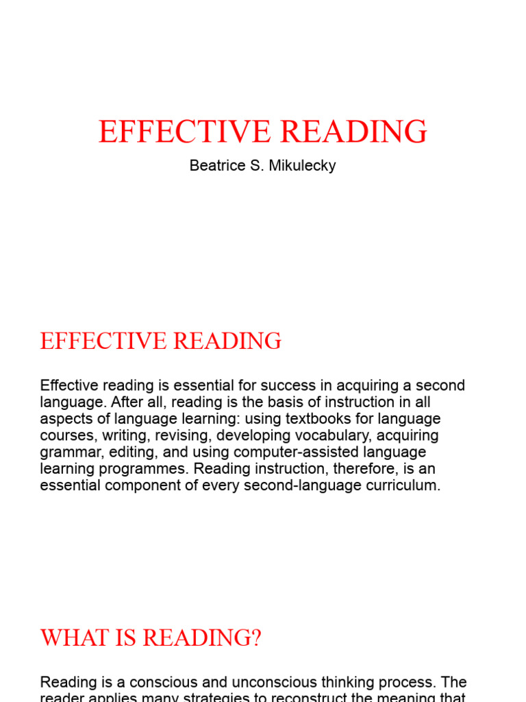 Effective Reading Summary | PDF | Literacy | Reading Comprehension