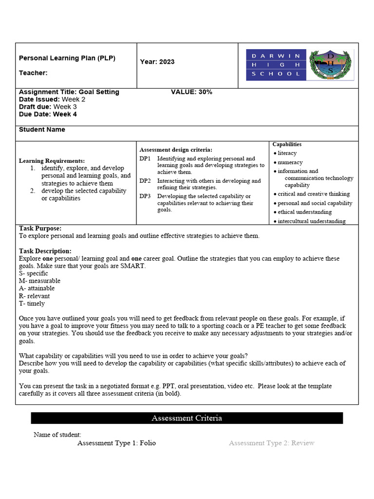 Task 3 - Goal Setting - Work Experience | PDF | Goal | Goal Setting