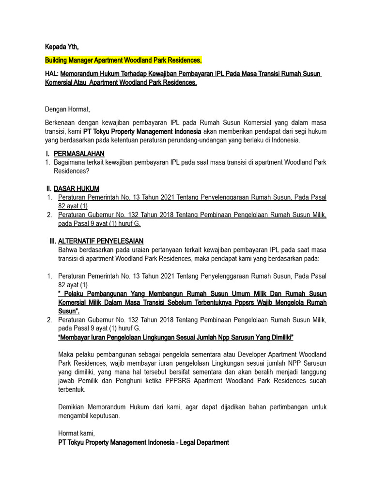 Legal Opinion IPL WPR | PDF