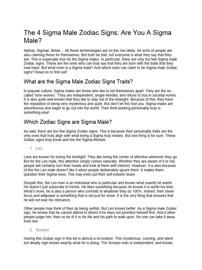 Sigma Male Zodiac Signs | PDF | Psychology | Behavioural Sciences