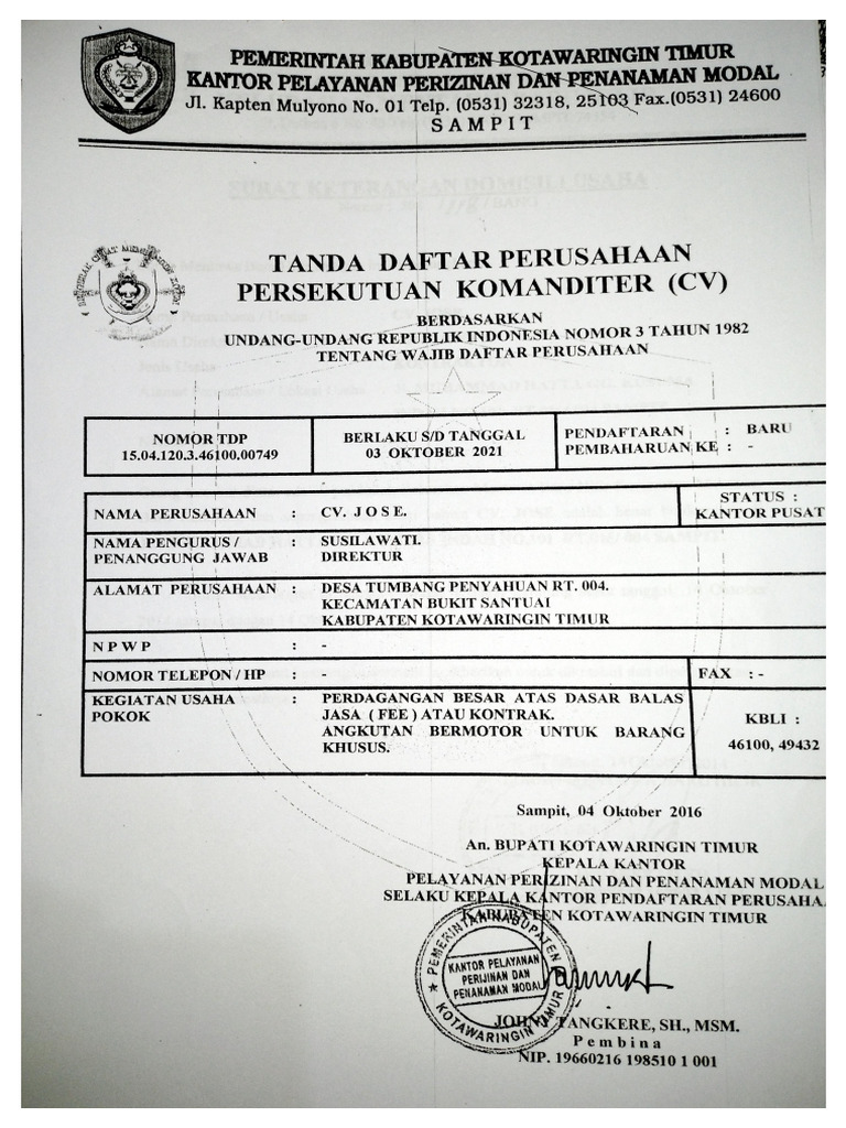 contoh TDP | PDF