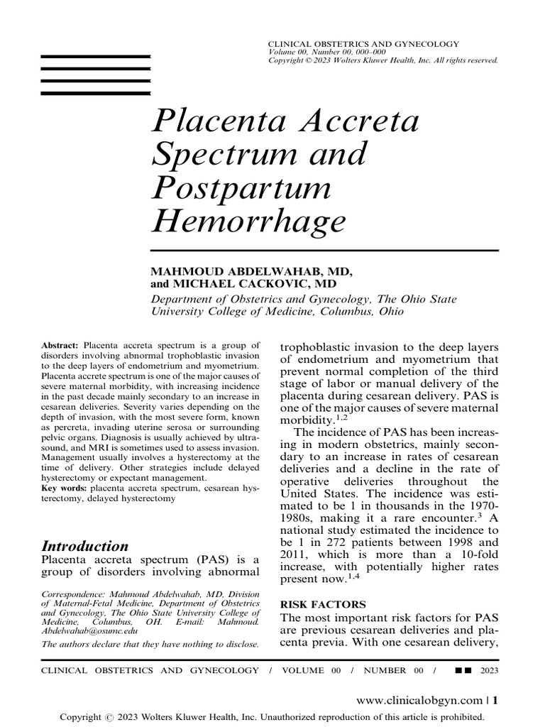 Placenta Accreta Spectrum and Postpartum Hemorrhag - 230510 - 170158 ...