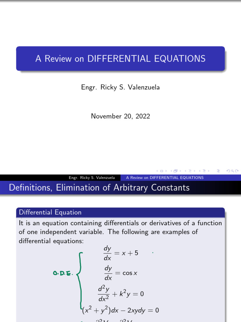 DE-Review | PDF | Ordinary Differential Equation | Equations