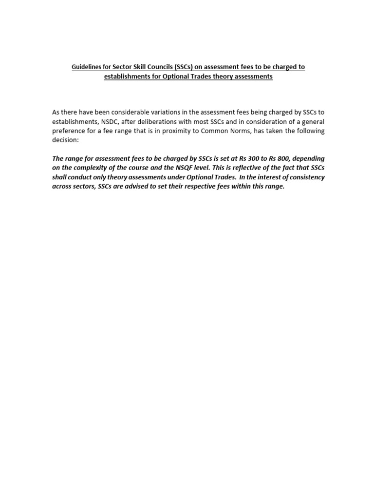 Guidelines On Assessment Fee | PDF