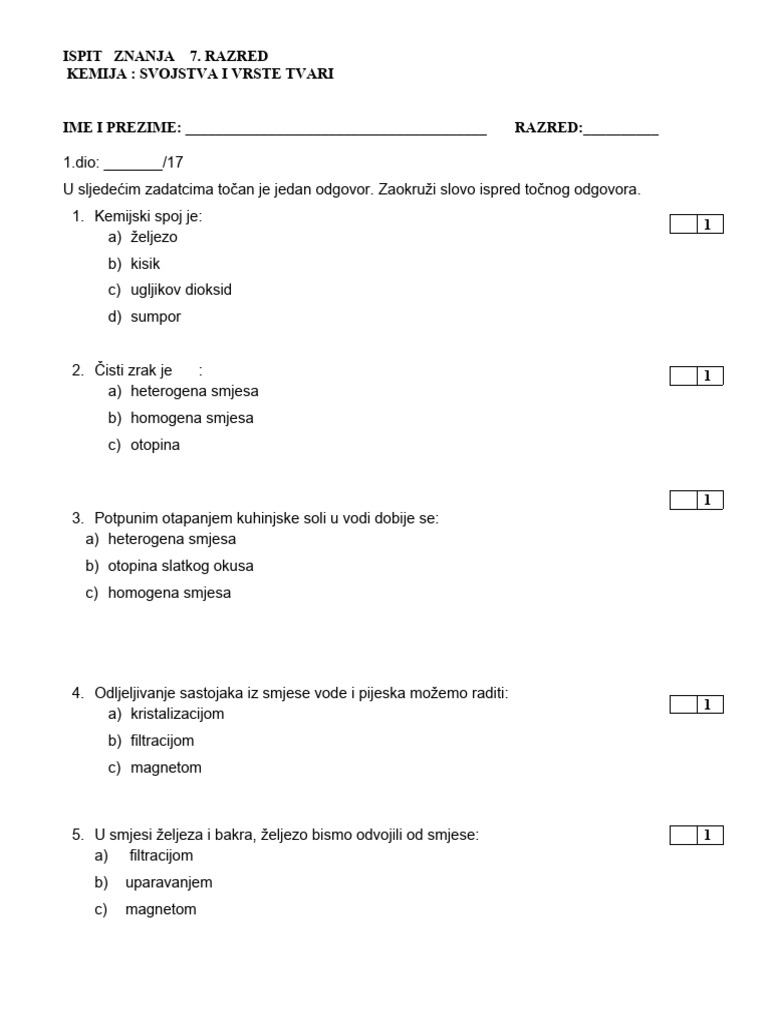 KEM7ispit - PP - Svojstva I Vrste Tvari | PDF