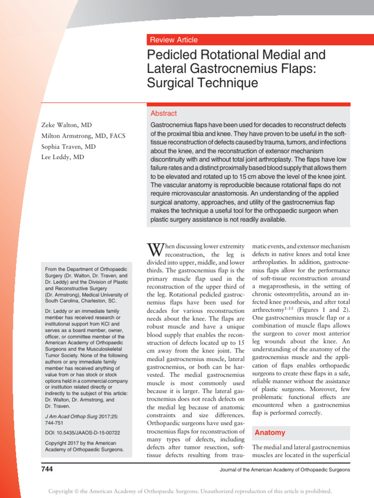 Pedicled Rotational Medial and Lateral Gastrocnemius Flaps: Surgical ...