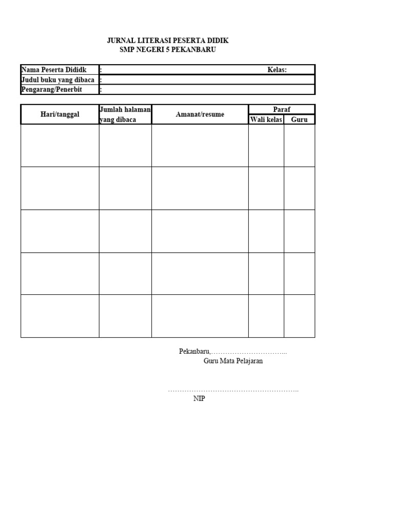 Format Jurnal Literasi | PDF