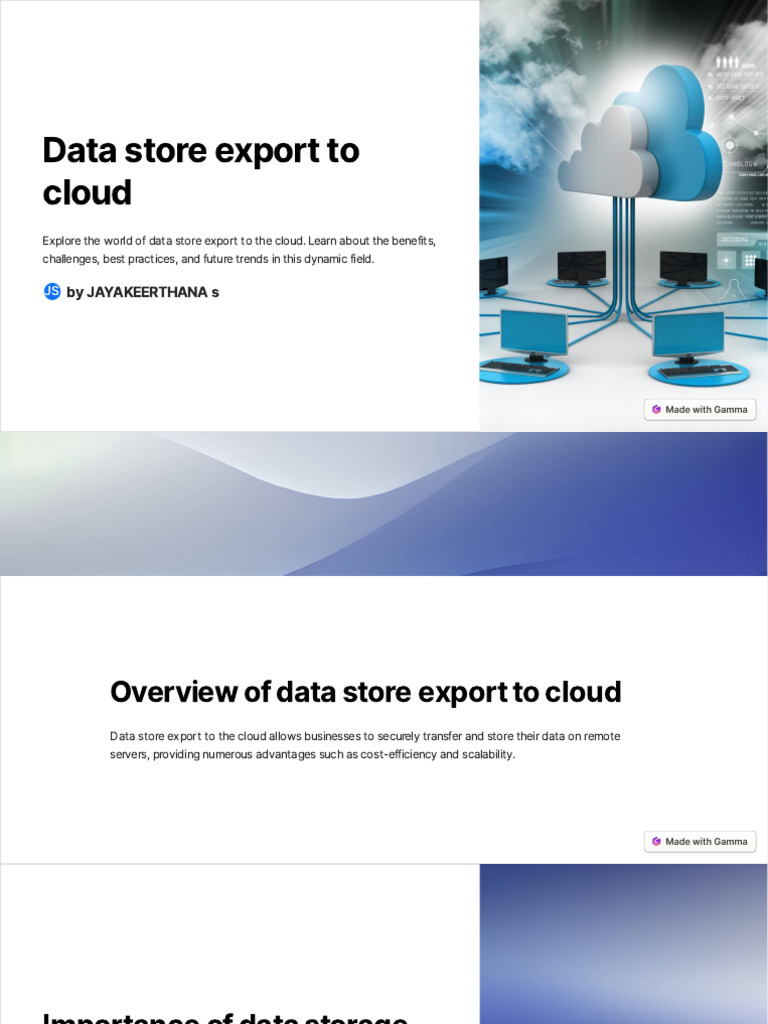 Data Store Export To Cloud | PDF | Cloud Computing | Computer Data Storage
