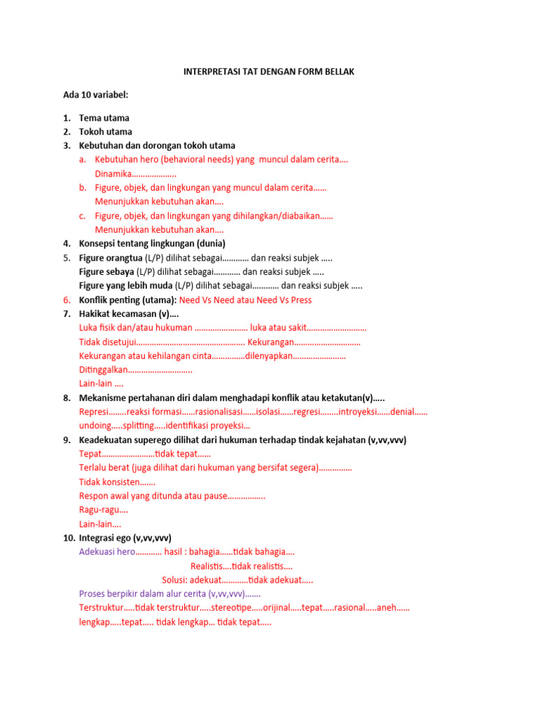 Interpretasi Tat Dengan Form Bellak | PDF