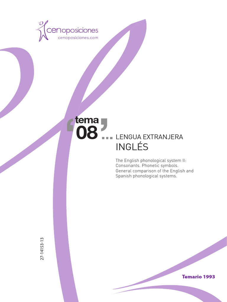 Tema 8 CEN - The English Phonological System II | PDF | Consonant ...