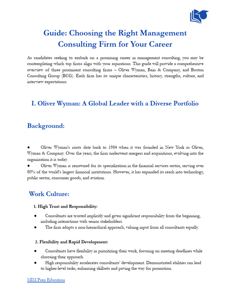 Why Oliver Wyman Why Bain Why BCG | PDF