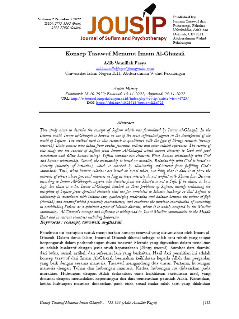 Konsep Tasawuf Menurut Imam Al-Ghazali | PDF | Sufism | Persian Philosophy