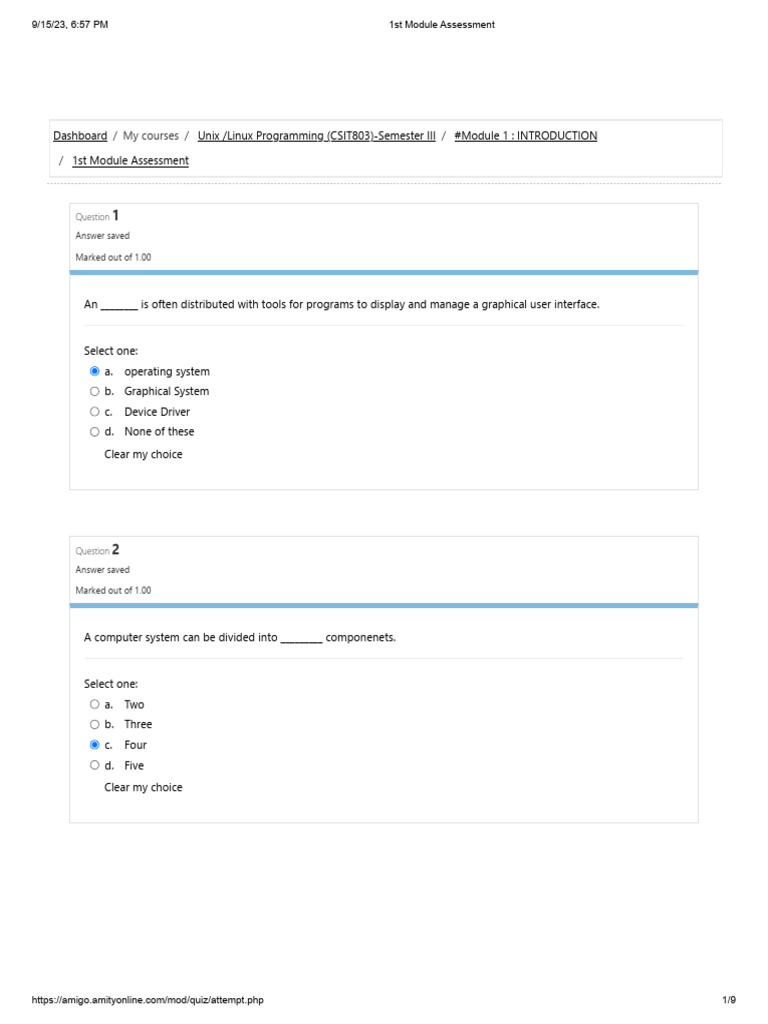 Unix/Linux Programming Quiz | PDF | Operating System | Linux