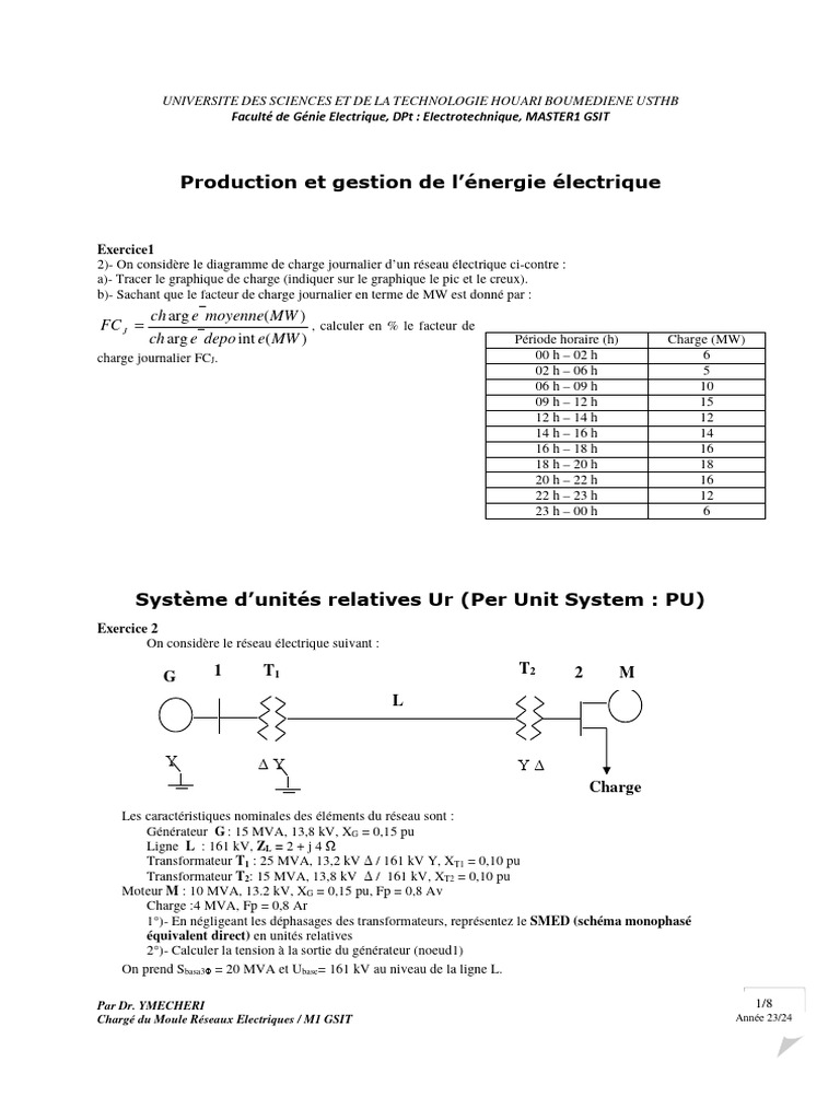 TD Modelisation Et - Analyse Des Reseaux | PDF | Puissance (physique) | Tension électrique