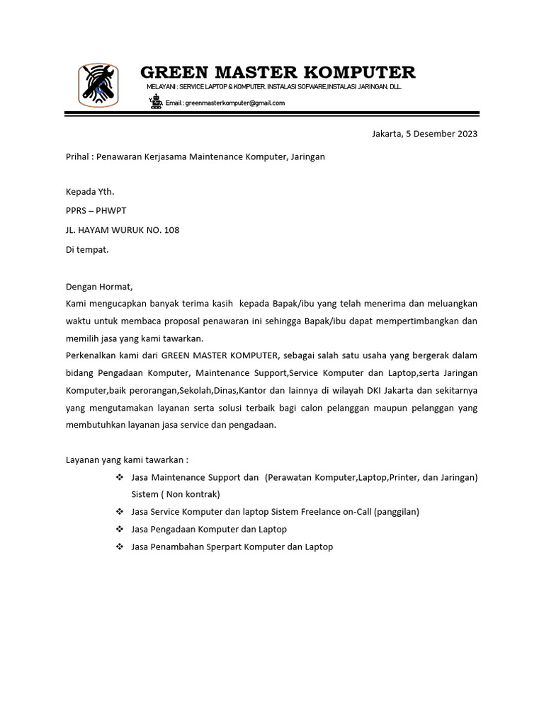 CONTOh surat pengajuan | PDF