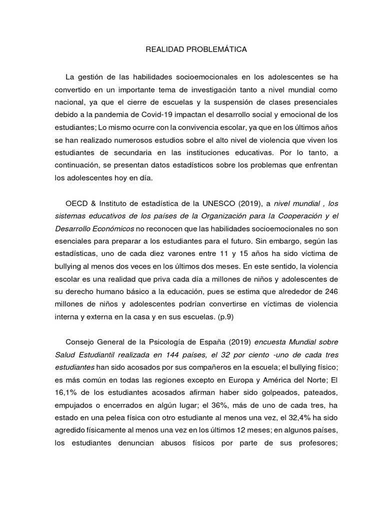Examen Parcial - Realidad Problematica - Estela | PDF | Violencia | Adolescencia