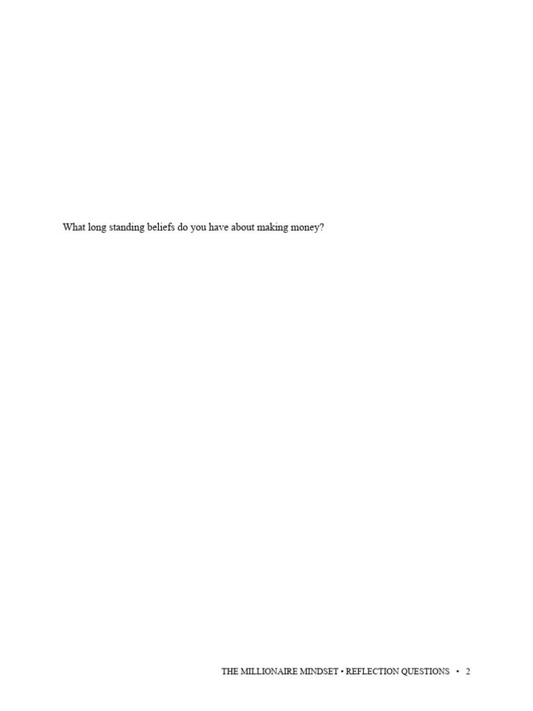 The Millionaire Mindset - Worksheet | PDF | Mindset | Thought