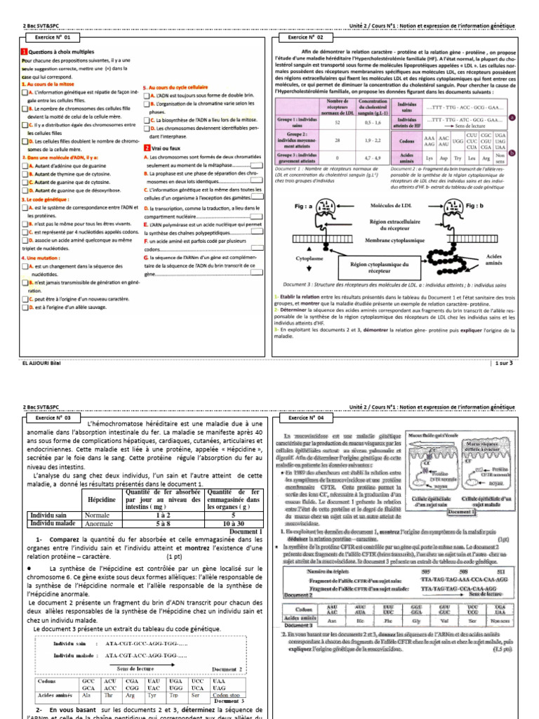 Unite2 - Cours1 - Nature Et Expression de L'information Genetique ...
