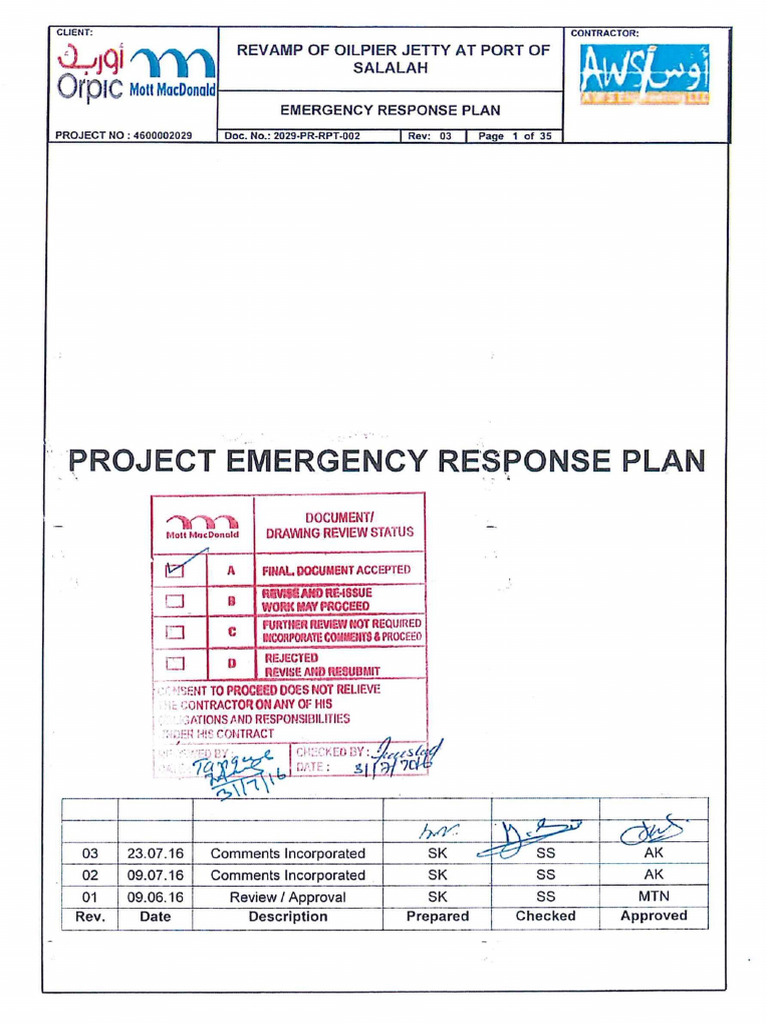 2029-PR-RPT-002 Re 03 Project Emergency Response Plan | PDF | Emergency ...