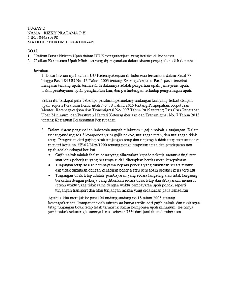 Tugas 2 Hukum Lingkungan | PDF