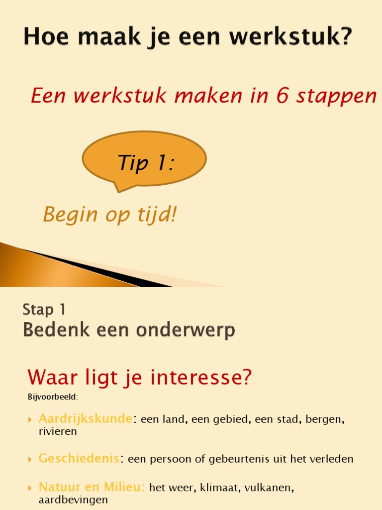 Hoe maak je een werkstuk?