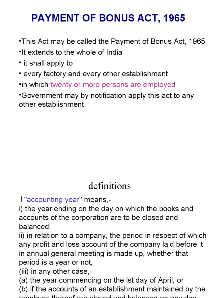 Bonus Act 1965 | PDF | Tax Refund | Salary