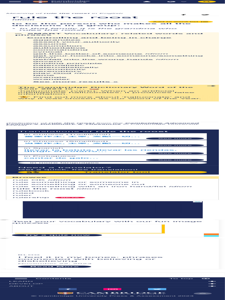 RULE THE ROOST English Meaning - Cambridge Dictionary | PDF ...