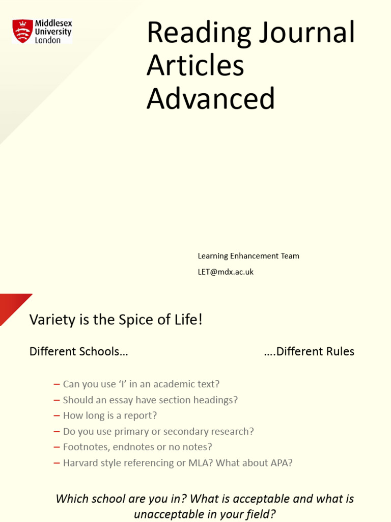 Reading Journal Articles Advanced | PDF | Abstract (Summary) | Argument