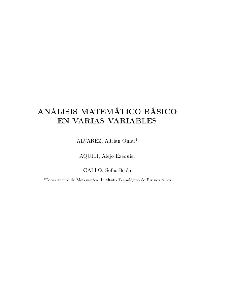 Notas de Analisis Matematico Basico en Varias Variables | PDF | Espacio vectorial | Función ...